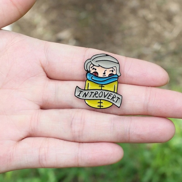 Jewelry | 5 For 25 Salecute Introvert Person Lady Pin | Poshmark
